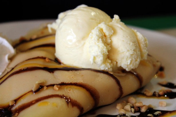 Espresso Crepes with Ice Cream and Dark Chocolate Sauce – Whole Latte Love