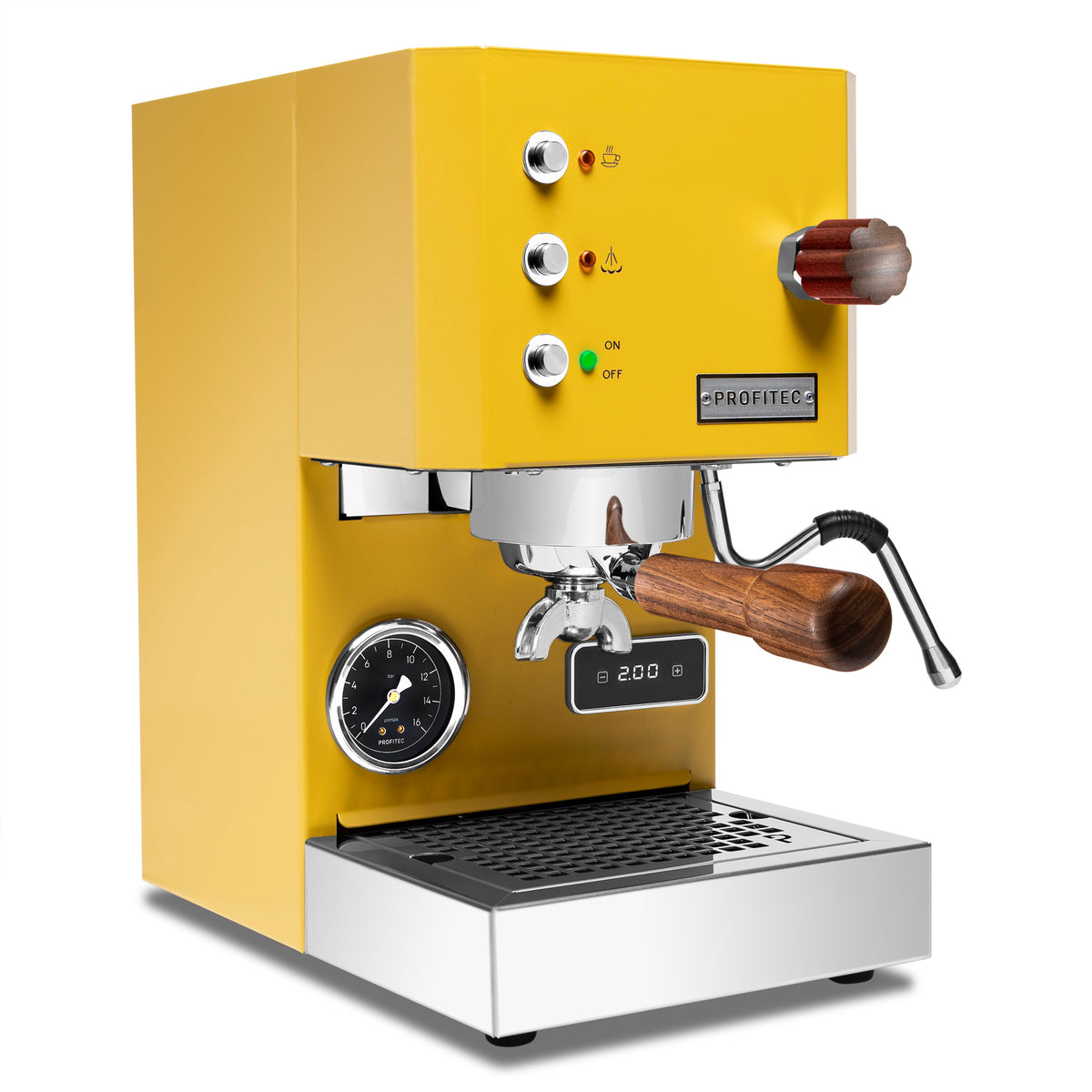 Profitec GO Espresso Machine - Yellow with Walnut – Whole Latte Love
